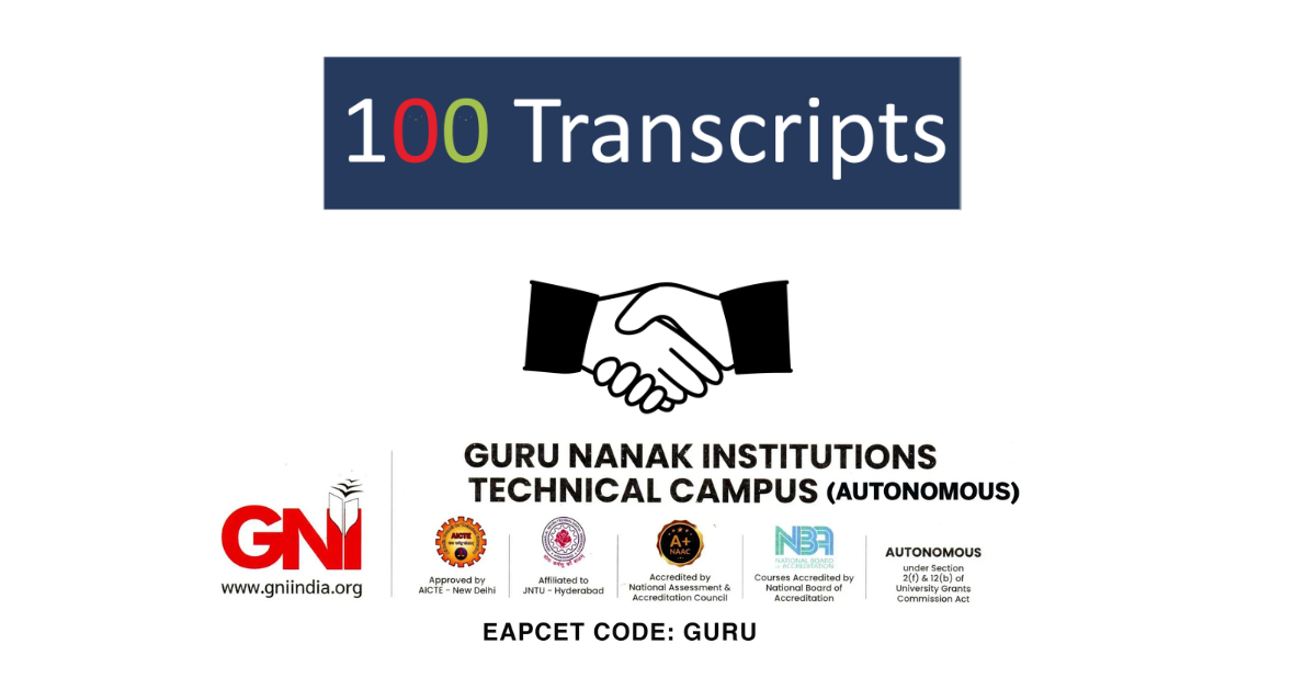 100 Transcripts x School of Pharmacy-GNITC